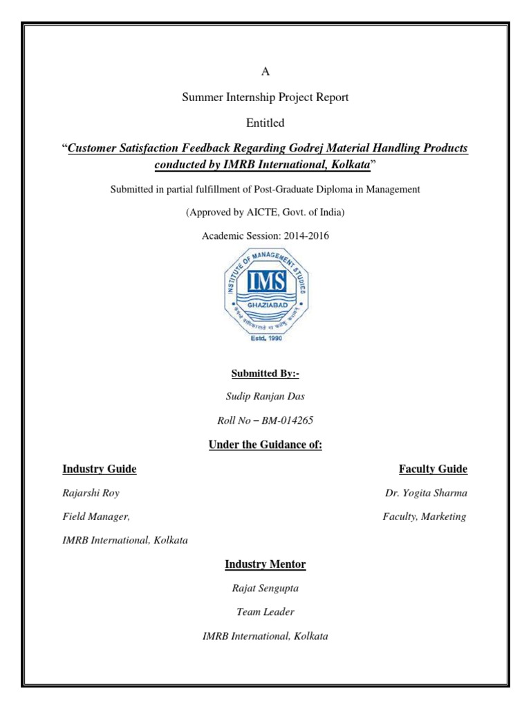Summer Internship Project Report | PDF | Science | Business (General)