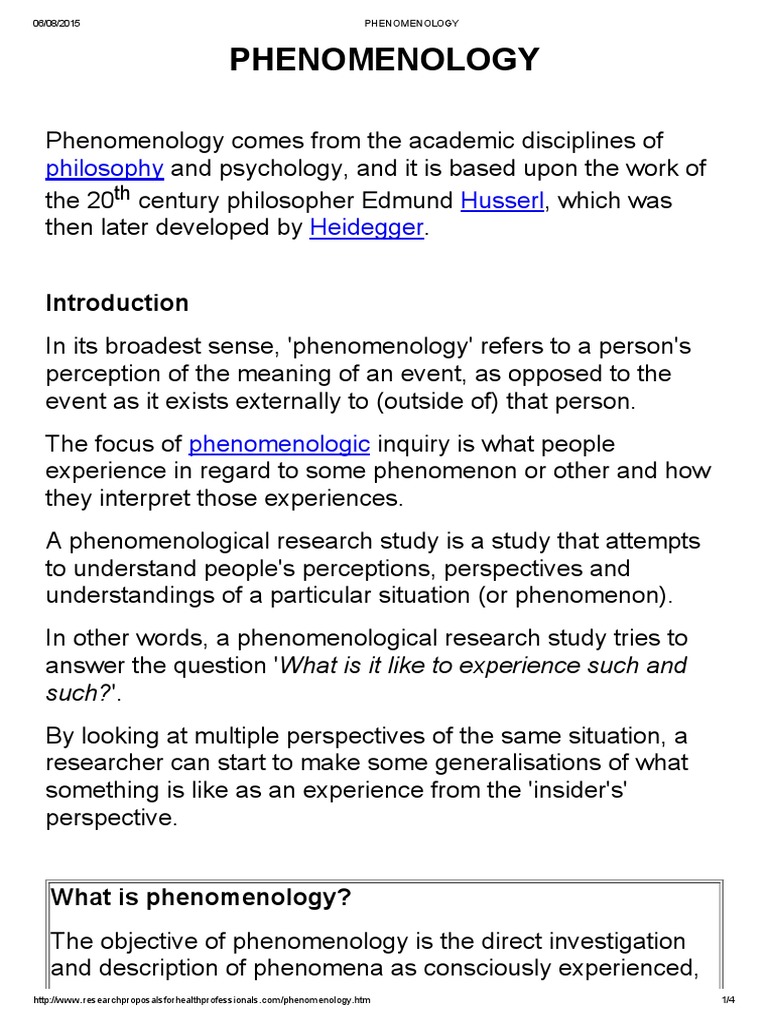 Understanding Phenomenology in Research | PDF | Phenomenology ...