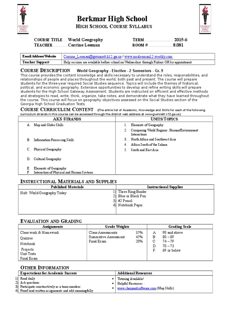 Geography Syllabus | PDF | Geography | Educational Assessment