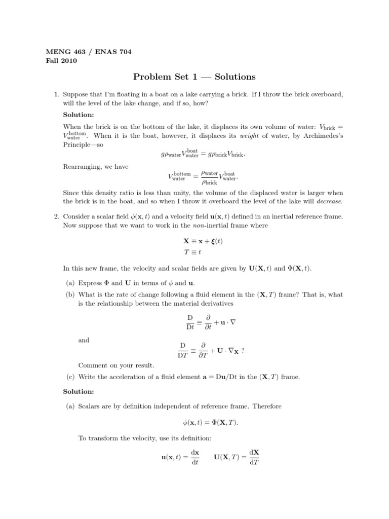 Problem Set 1 - Solutions: Brick Bottom Water Boat Water Brick Brick ...