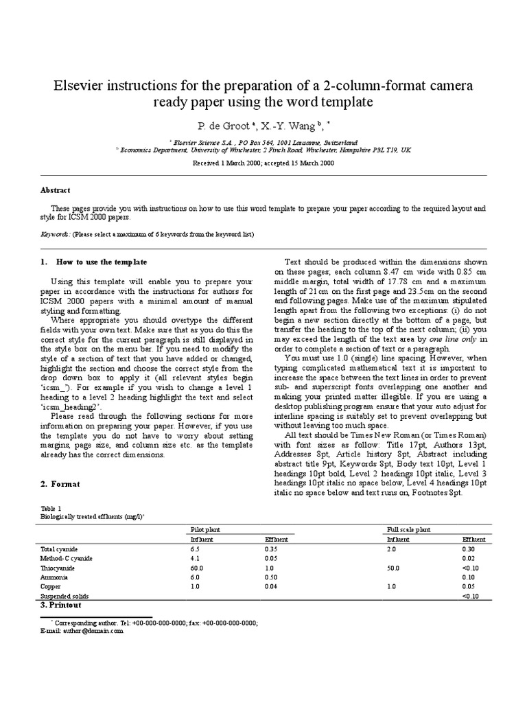 Elsevier Instructions For The Preparation of A 2-Column-Format Camera ...