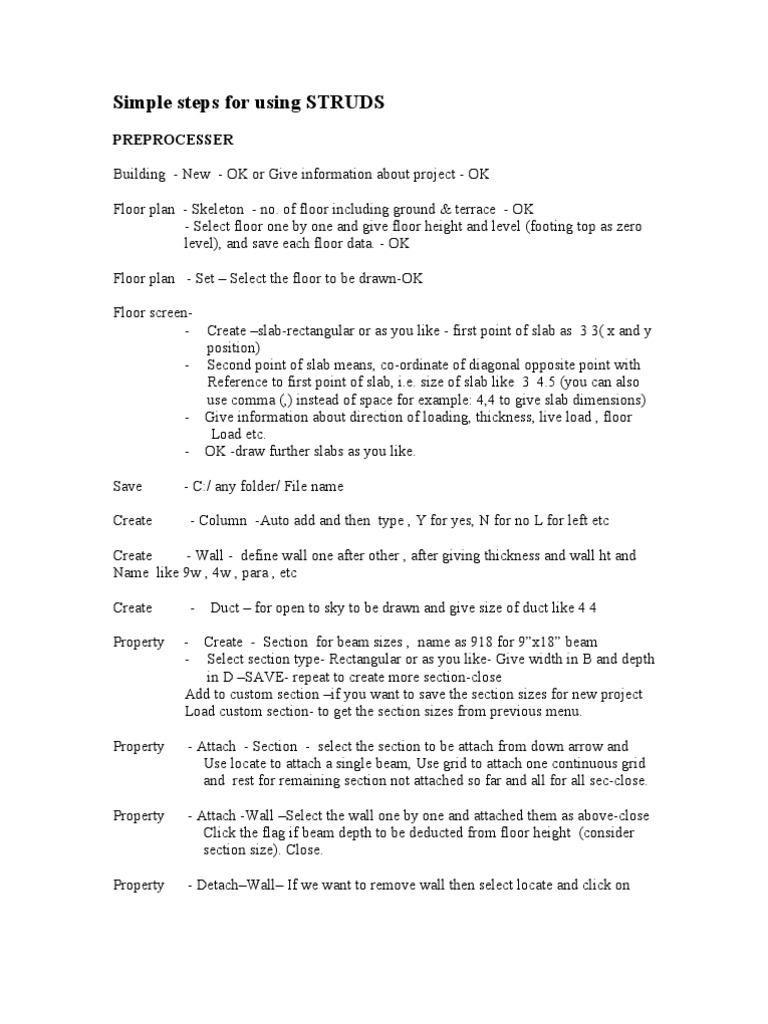 STRUDS Simple Steps | PDF | Beam (Structure) | Column