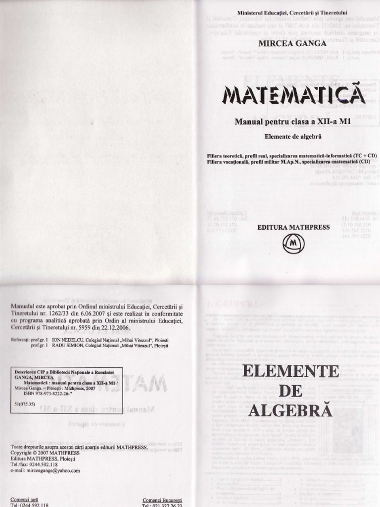 Manual Algebra Clasa 12 | PDF | Teaching Methods & Materials