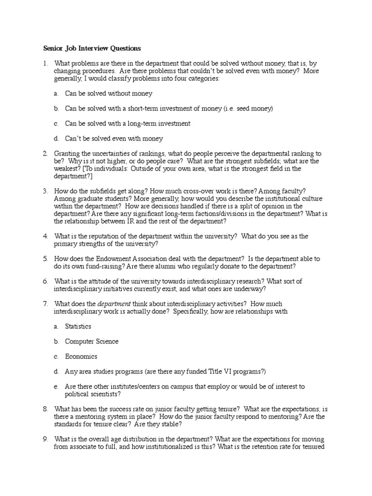 Senior Job Interview Questions | Download Free PDF | Macintosh ...