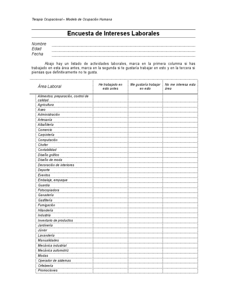 Encuesta de Intereses Laborales (En ELABORACIÓN) | Descargar gratis PDF ...