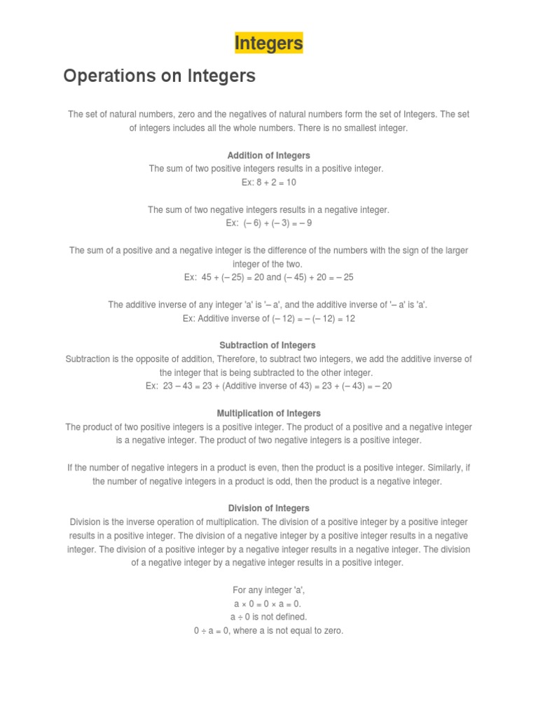 Integers Chap 1 | PDF | Integer | Division (Mathematics)