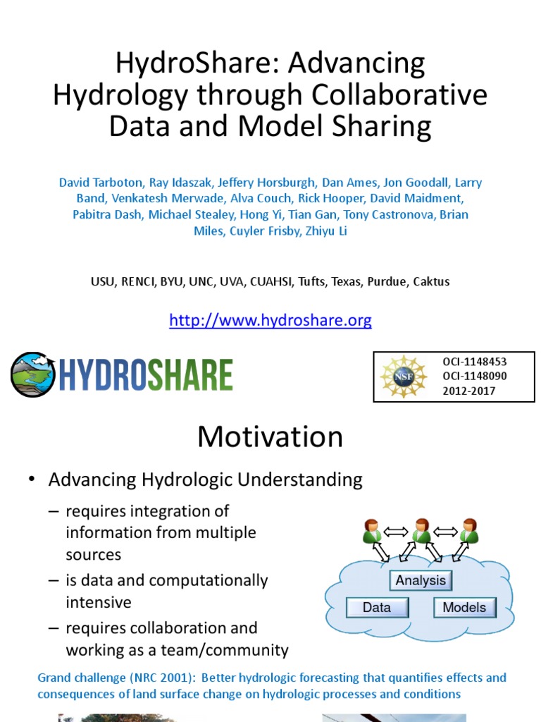 David Tarboton - HydroShare: Advancing Hydrology Through Collaborative Data and Model Sharing ...