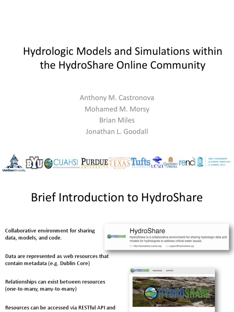 Anthony Castronova - Hydrologic Models and Simulations Within The HydroShareOnline Community ...
