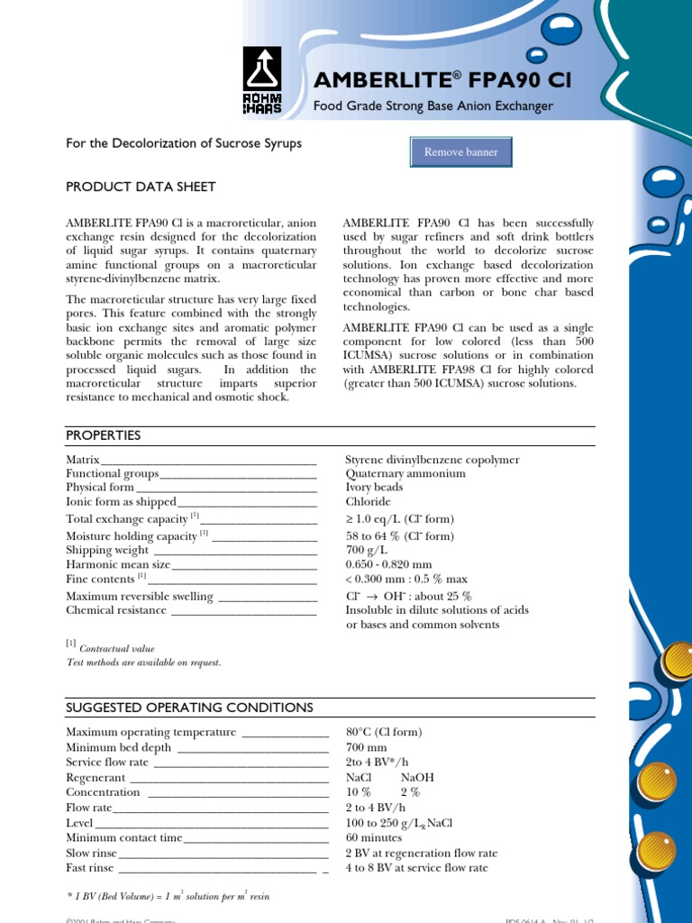 Resin Amberlite | PDF | Chloride | Ion Exchange