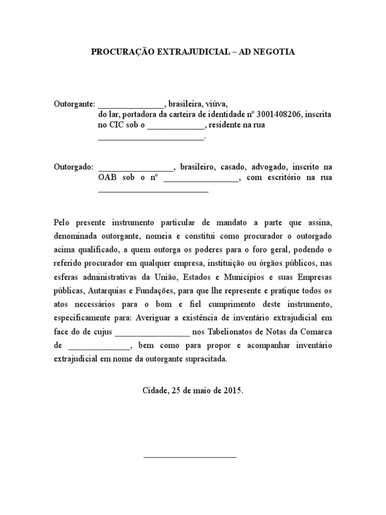 Procuração Extrajudicial
