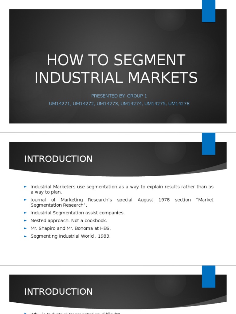 How to Segment Industrial Markets | Market Segmentation | Sales