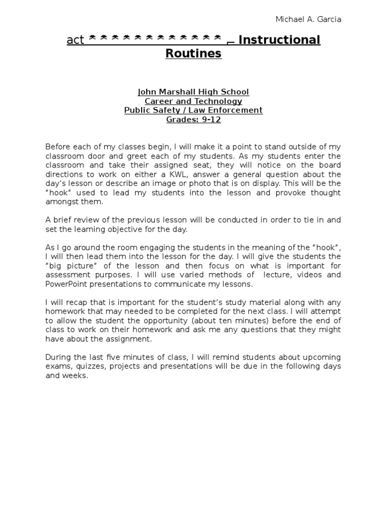 Classroom Instructional Routines Guide | PDF