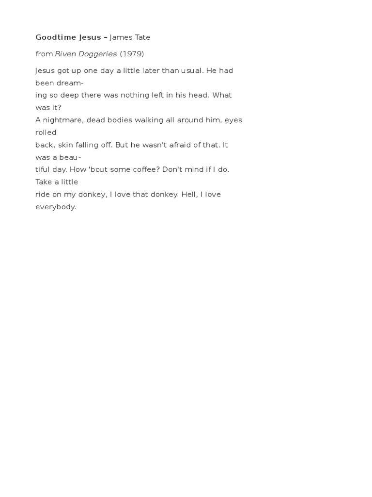 Goodtime Jesus by James Tate | PDF | Young Adult