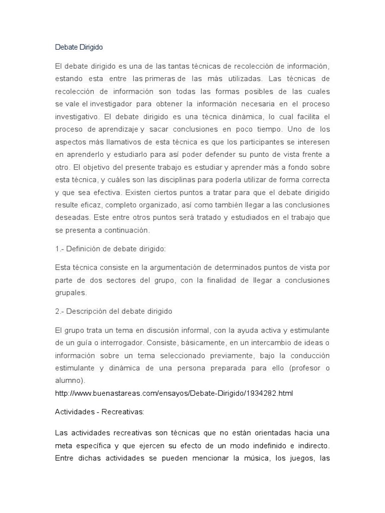 Técnicas de Debate Dirigido | PDF | Foro de Internet | Grupo de enfoque