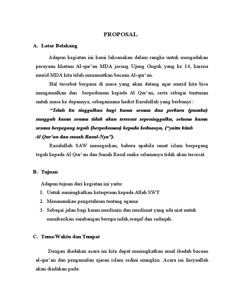 Proposal Khatam Al-Qur'an | PDF