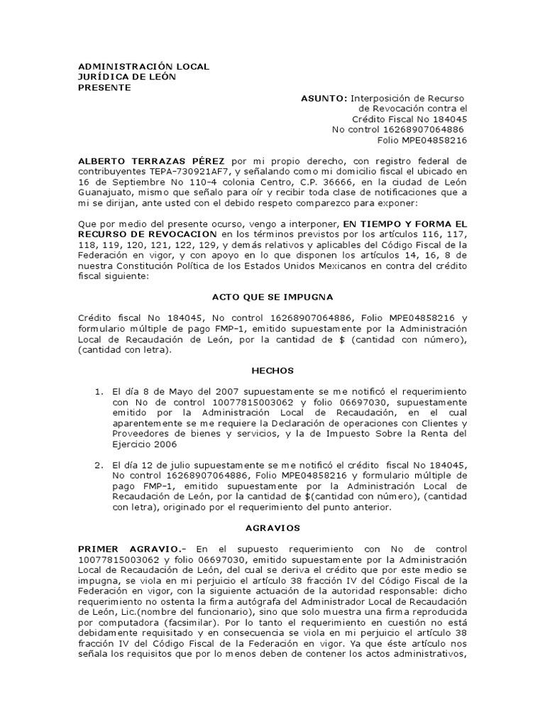 Modelo Del Recurso de Revocación | Prosecutor | Government