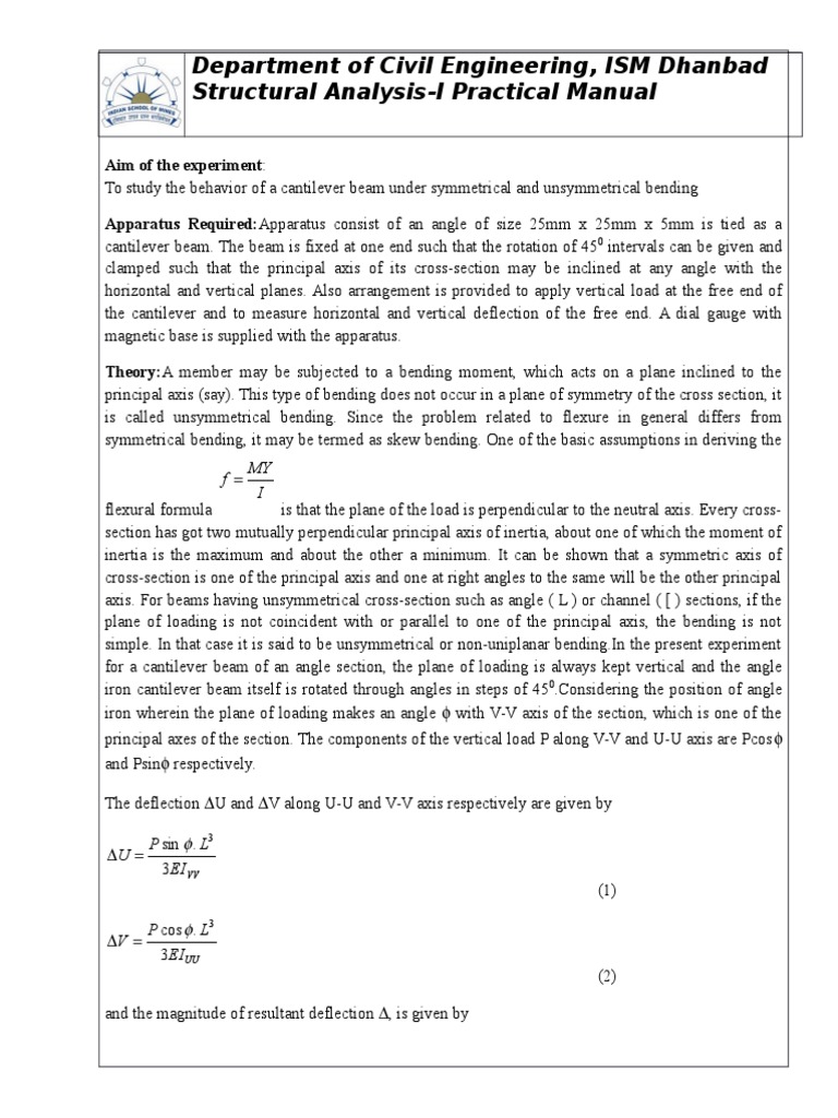 Unsymmetrical Bending | PDF | Bending | Beam (Structure)