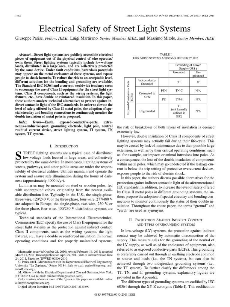 Electrical Safety of Street Light Systems PDF | PDF | Insulator ...