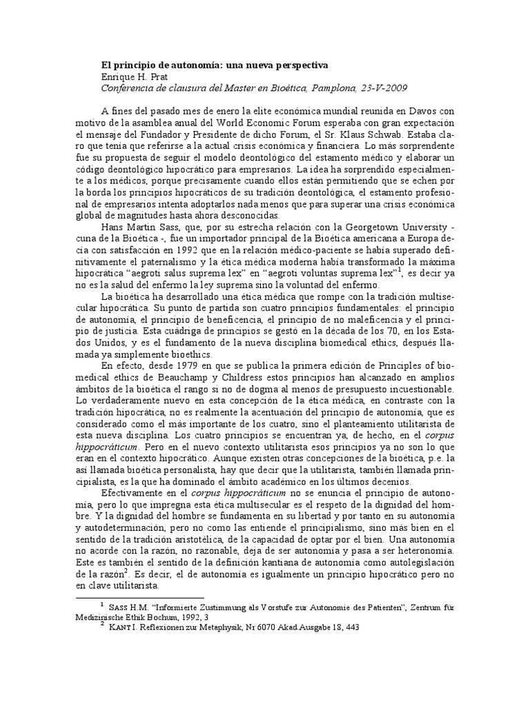 Principio de Autonomia | PDF | Bioética | Toma de decisiones