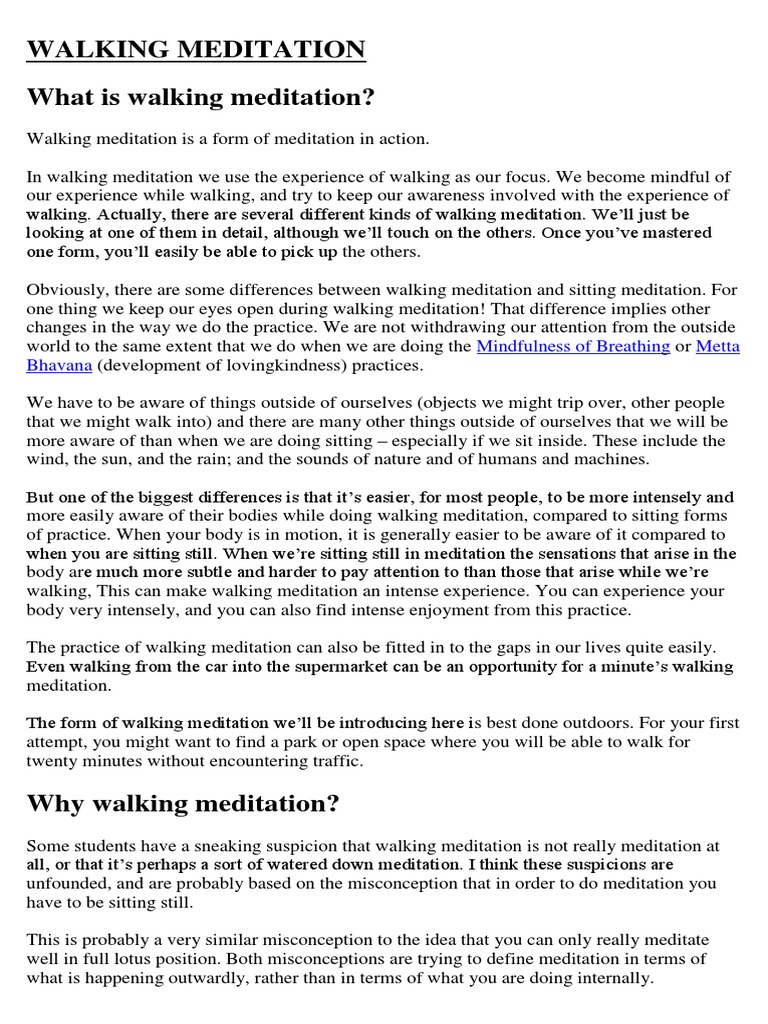 Walking Meditation | PDF | Meditation | Mindfulness