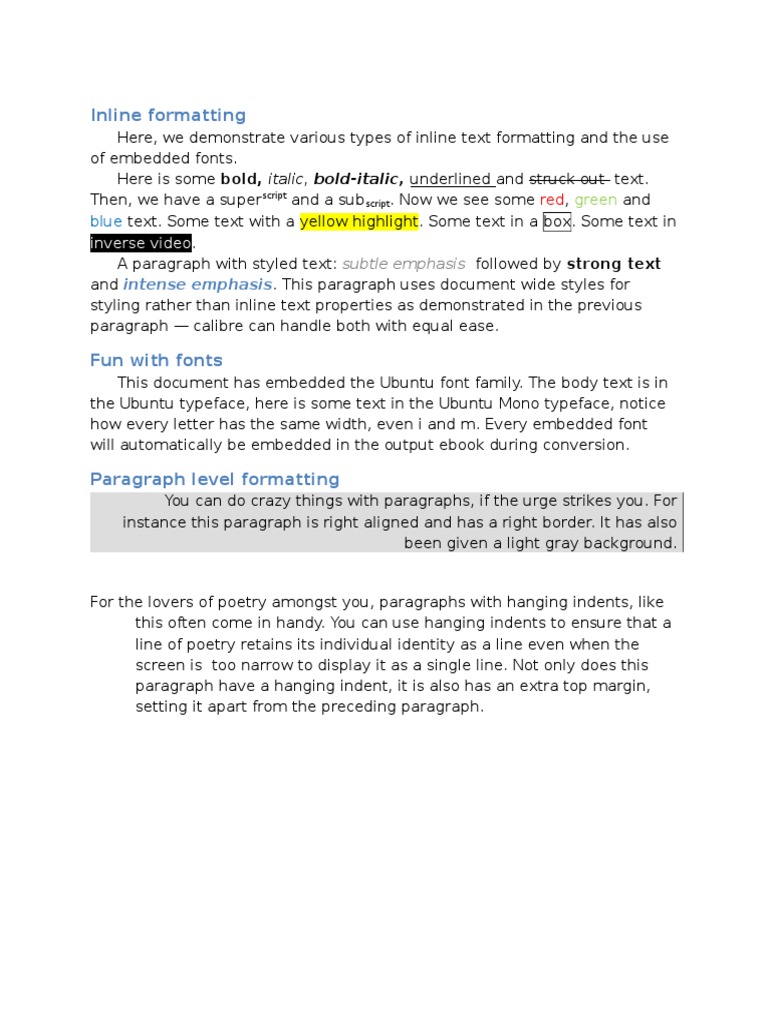 Inline formatting and embedded fonts demonstration | PDF | Hyperlink ...