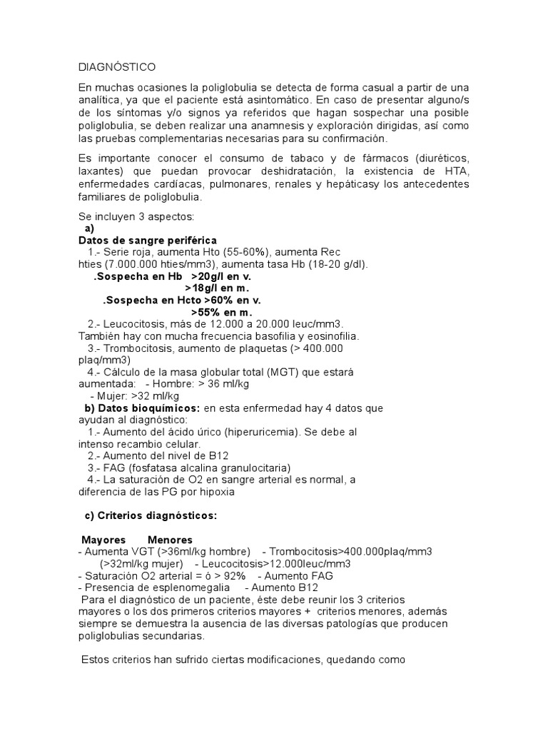 Diagnóstico y Tratamiento de Poliglobulia | PDF | Sangre ...
