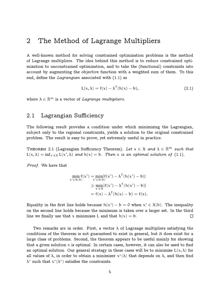 Lagrange Multipliers in Optimization | PDF | Mathematical Optimization | Mathematical Concepts
