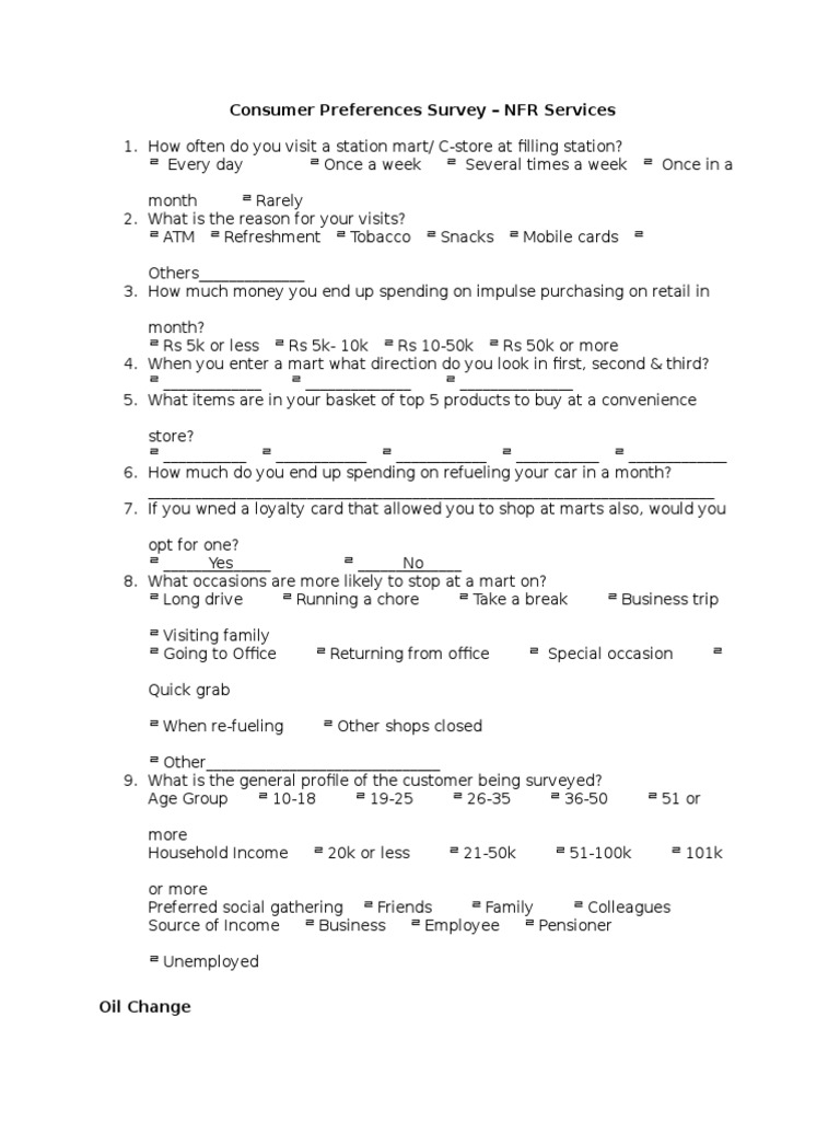 Consumer Preferences in C-Stores Survey | PDF