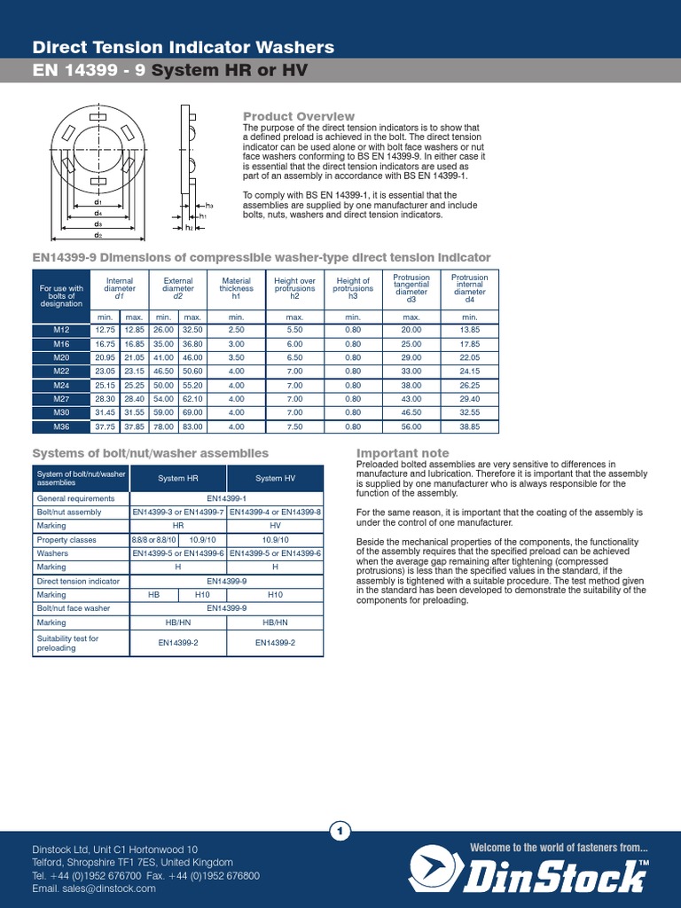 Direct Tension Indicator Washers Specification Guide | PDF | Nut ...