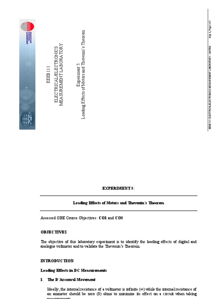 Lab 5 (Loading Effects) | PDF | Series And Parallel Circuits ...