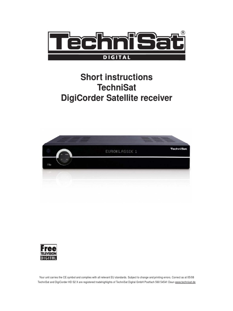 TechniSat DigiCorder Setup Guide | PDF | Computer File | Digital Technology