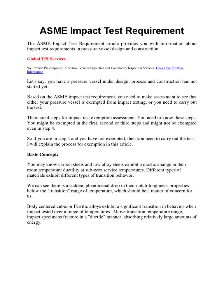 ASME Impact Test Requirement | PDF | Ductility | Fracture