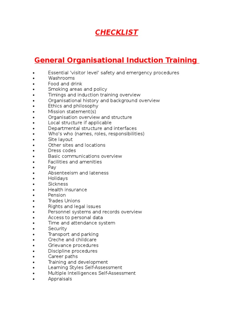 CHECKLIST For Employee Trainings | PDF | Employment | Occupational ...