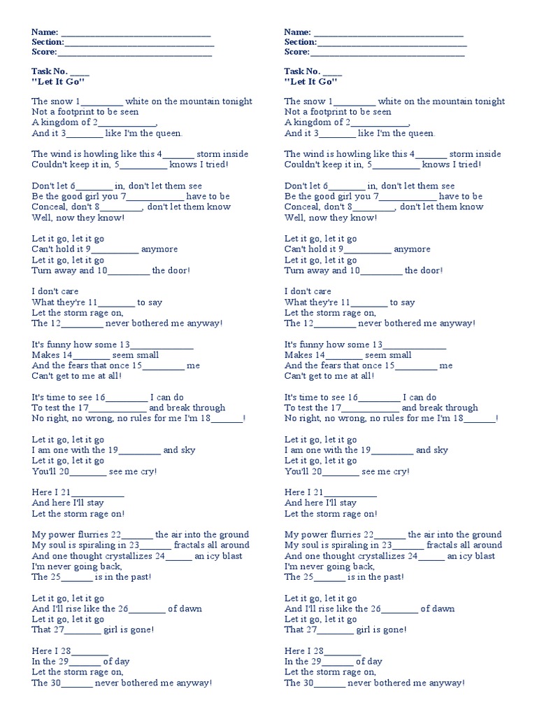 Let It Go Activity | PDF