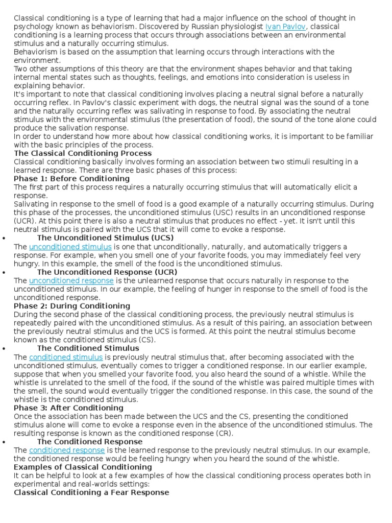 Ivan Pavlov | PDF | Classical Conditioning | Learning