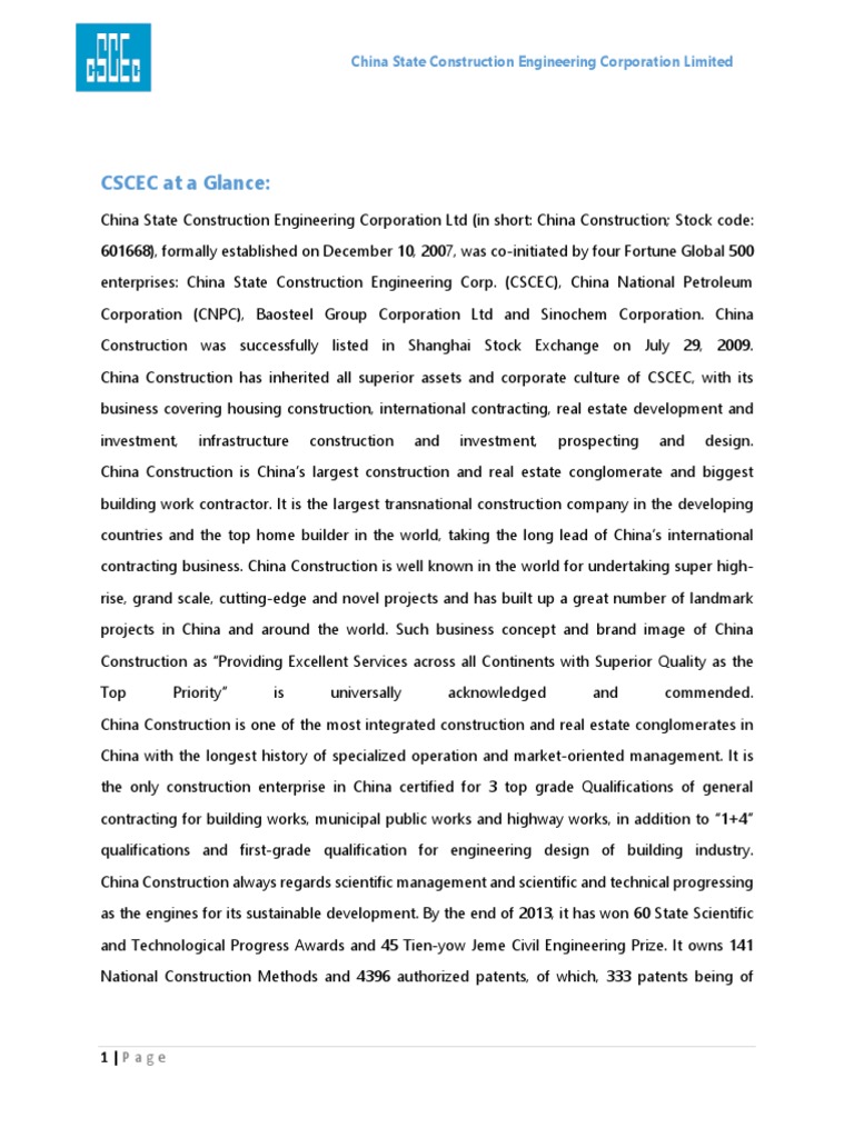 China State Construction Engineering Corporation Limited - Corparte ...