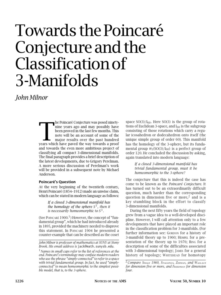 Mathematicians on 3-Manifolds | PDF | Art | Science & Mathematics