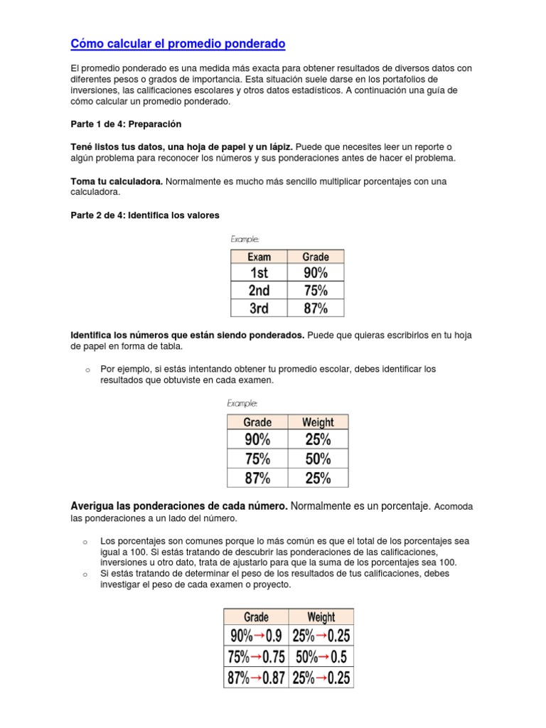 PROMEDIO PONDERADOs | PDF | Multiplicación | Media aritmética ponderada