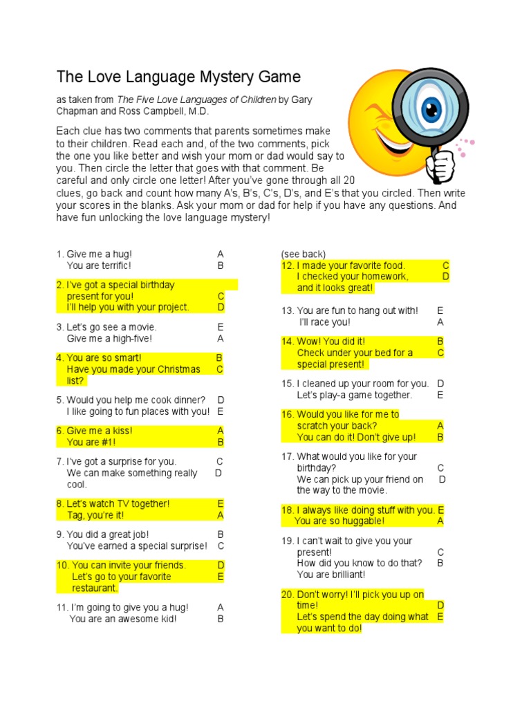 Love Languages Test | PDF | Leisure