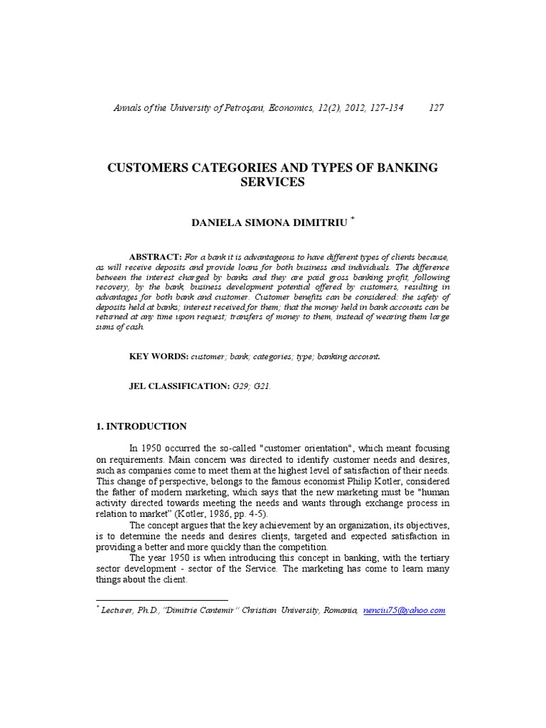 Types of Banking and Types of Banking Customers | PDF | Limited ...