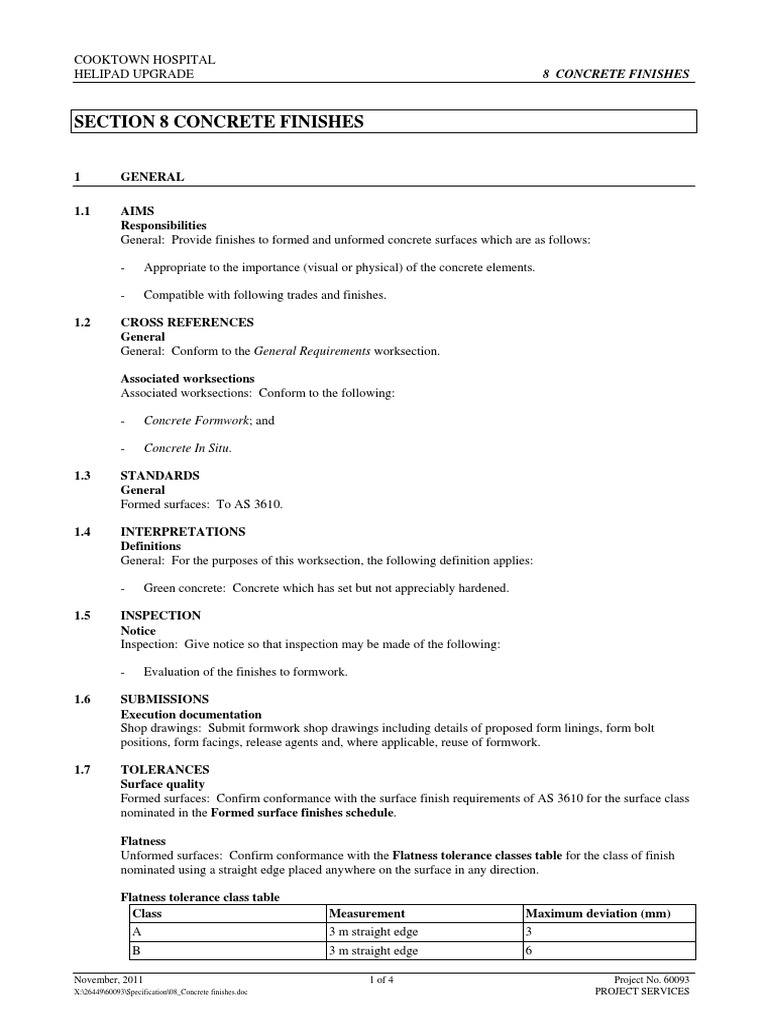 08 Concrete Finishes | PDF | Engineering Tolerance | Concrete