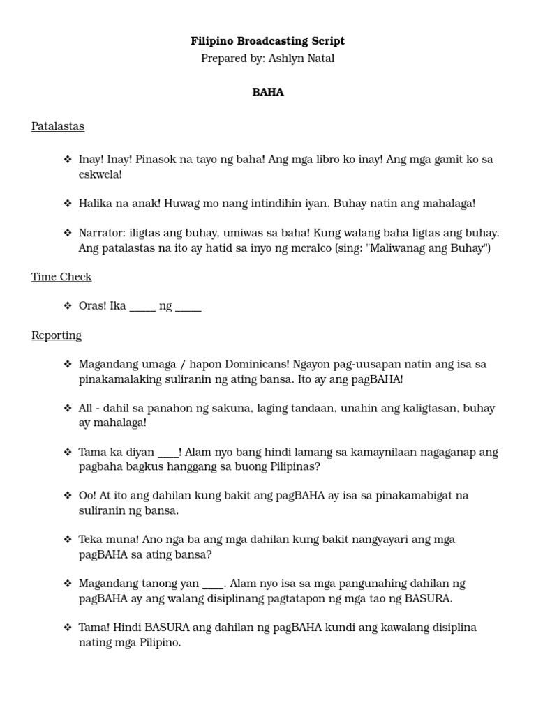 Filipino Broadcasting Script | PDF