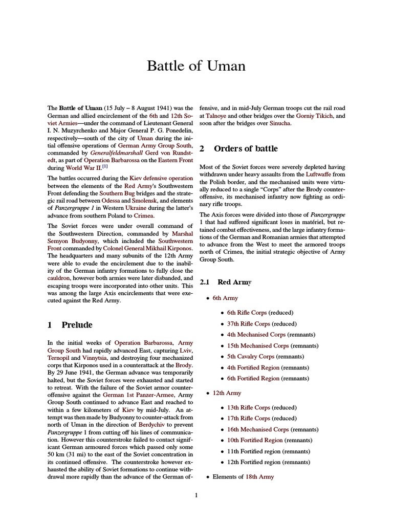 Battle of Uman | Download Free PDF | Military Of The Soviet Union ...