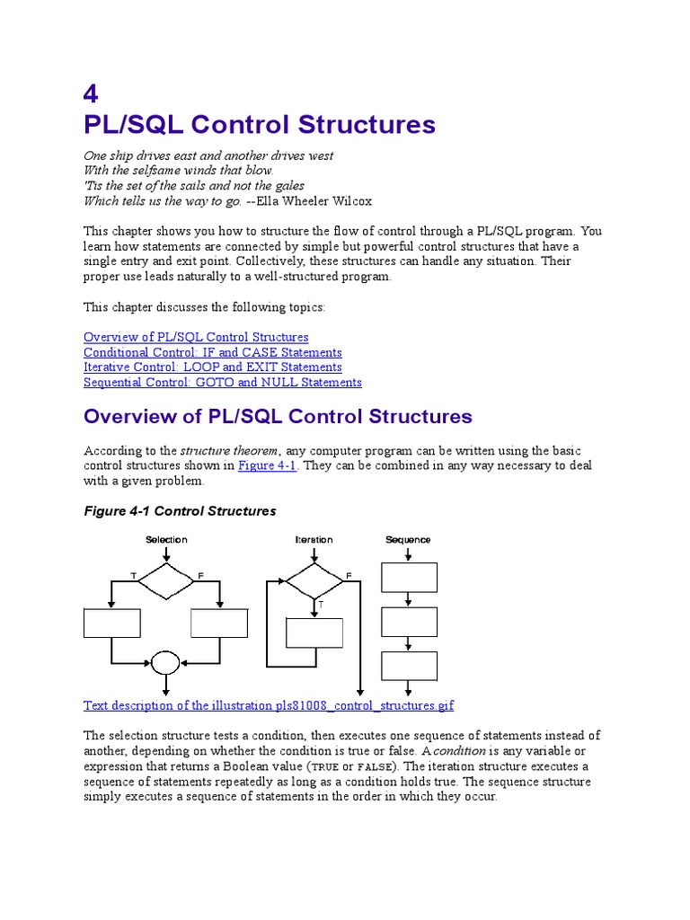 Overview of PL/SQL Control Structures | PDF | Control Flow | Pl/Sql