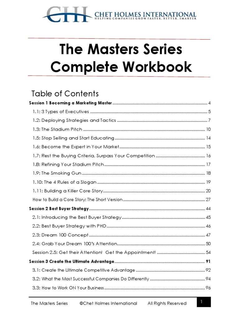 Master Series Complete Workbook | PDF | Sales | Strategic Management