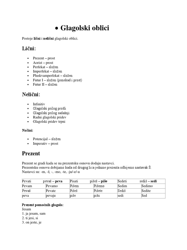 Glagolski Oblici | PDF
