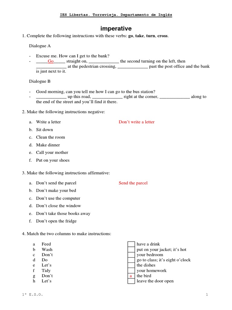 English Imperative Exercises Guide | PDF