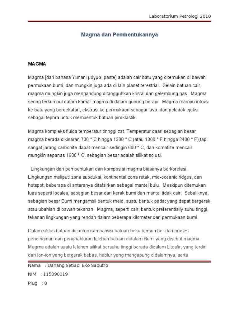 Proses Pembentukan Magma Pdf Sains And Matematika