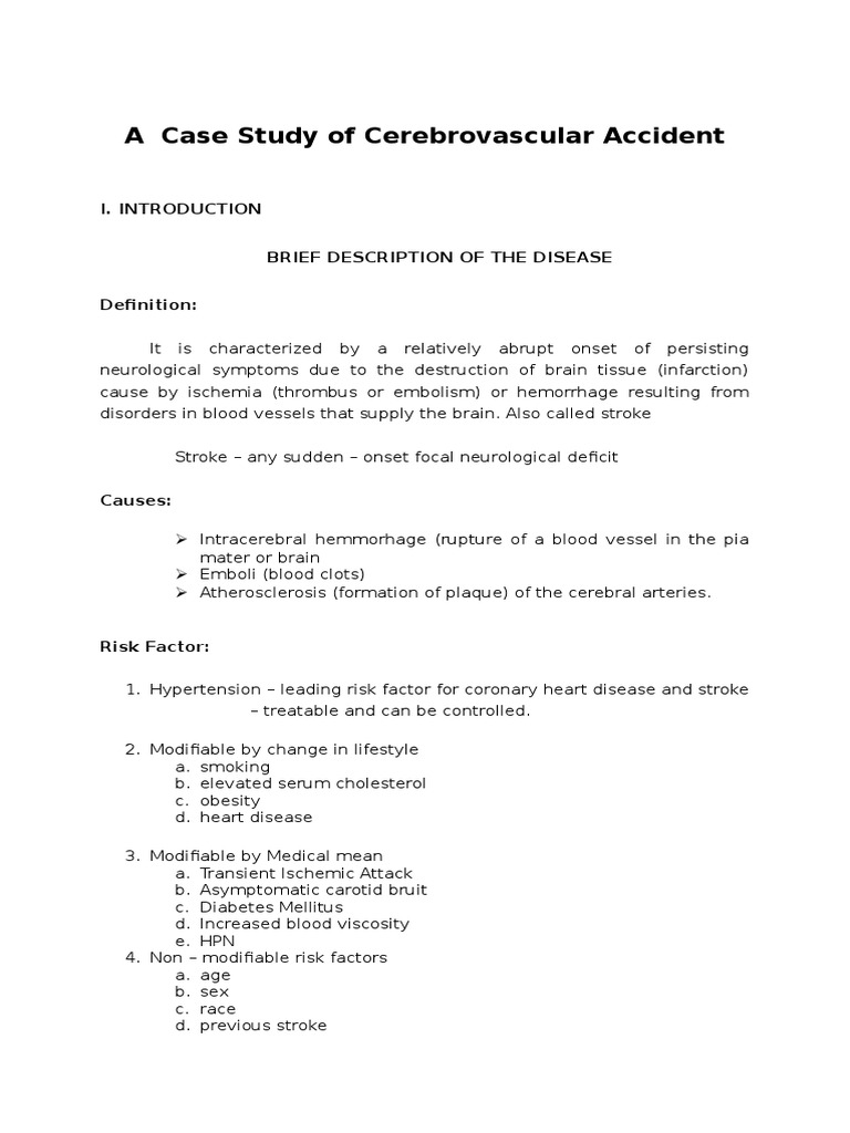 CVA CASE STUDY.doc | Stroke | White Blood Cell