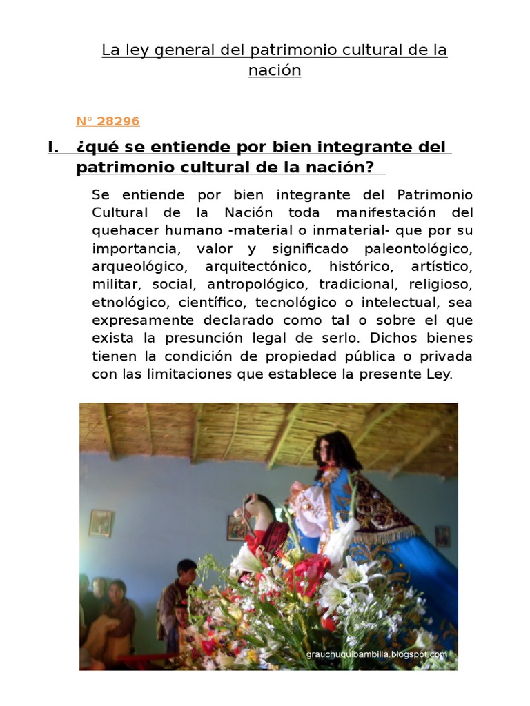 La Ley General Del Patrimonio Cultural de La Nación | PDF | Propiedad | Bienes (Ley)